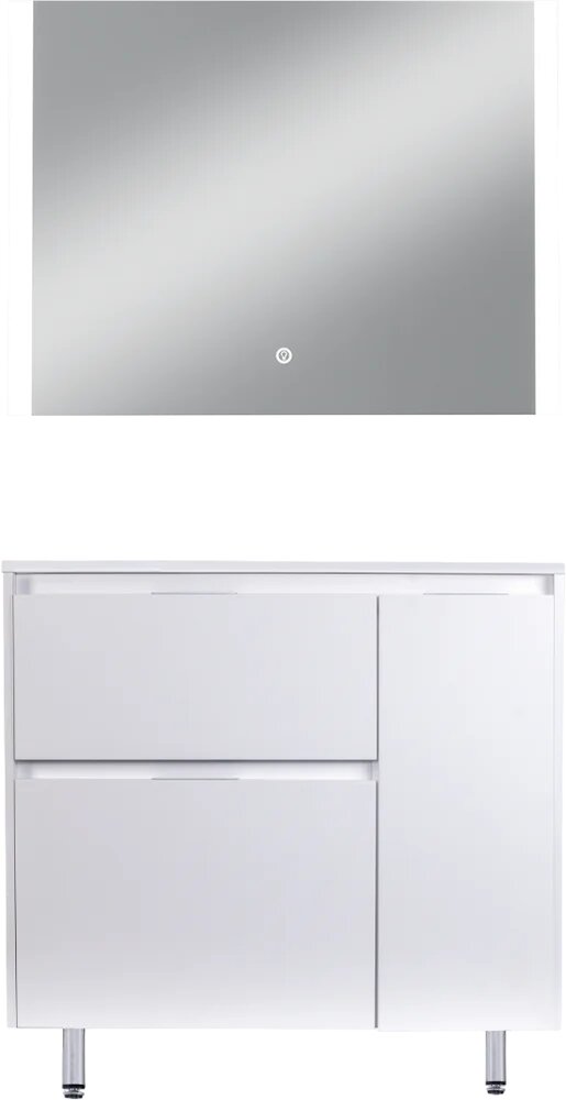 Мебель для ванной комнаты Style Line Барселона 90 L Люкс Plus, с бельевой корзиной, зеркало STWORKI Копенгаген