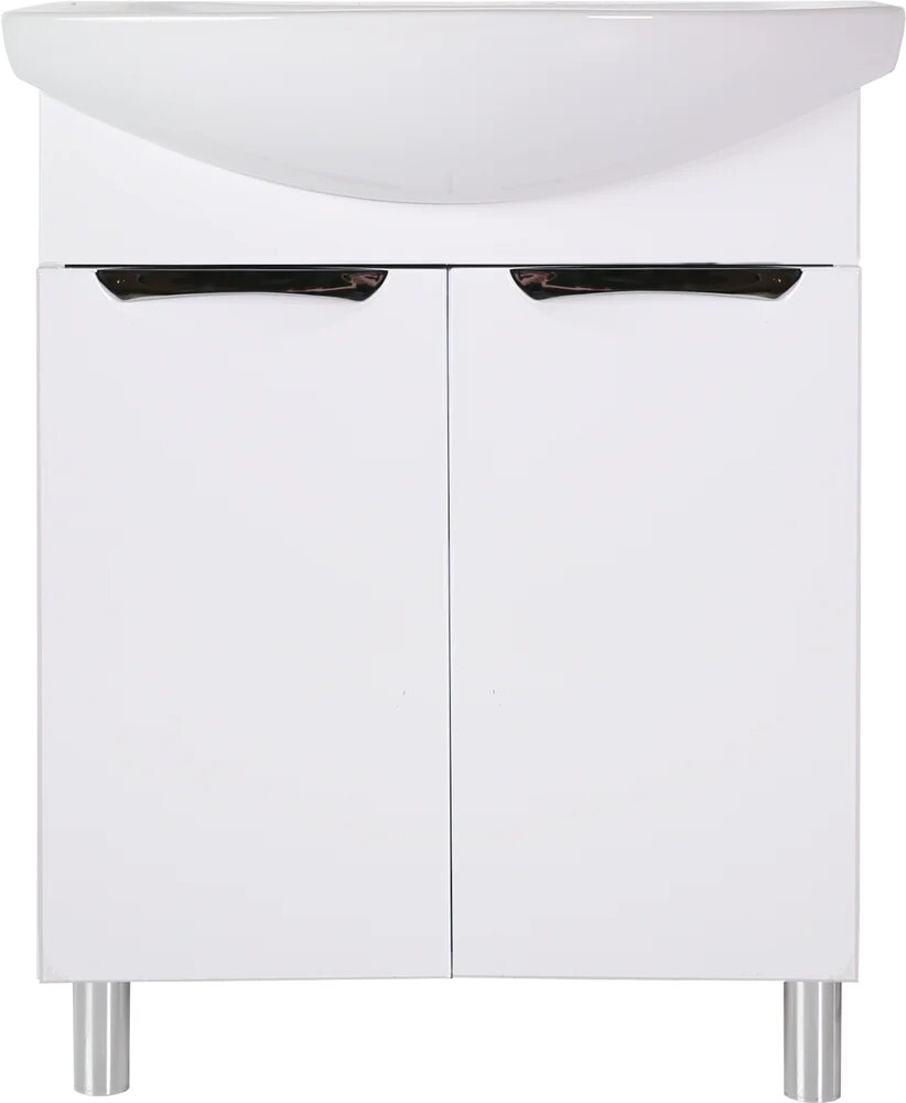 Тумба с раковиной ASB-Mebel Мессина 70 напольная, 71, 5 см, белая, глянцевая, из МДФ, с дверками, раковина для ванной, фарфоровая, полукруглая
