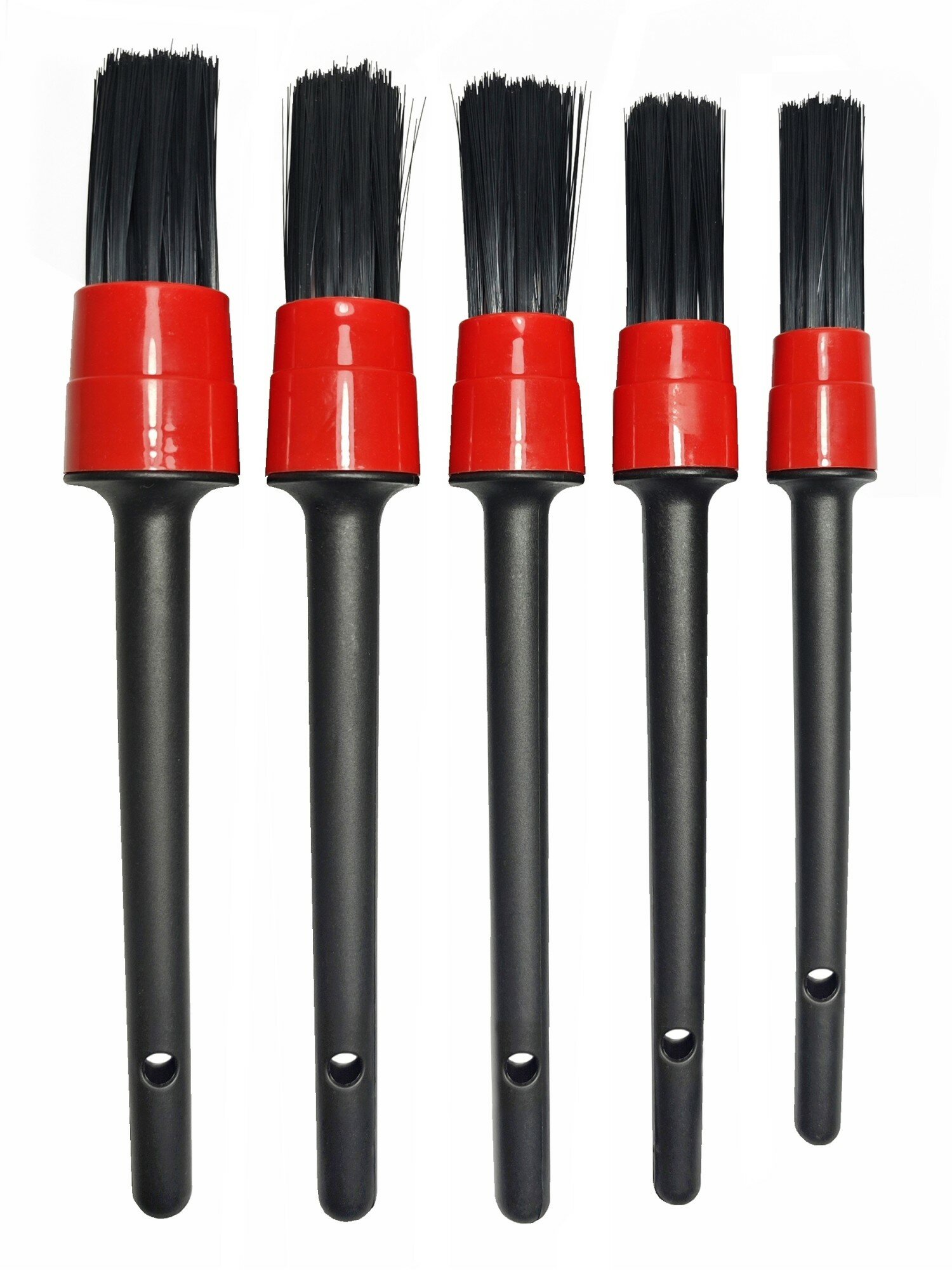 Кисти для детейлинга с жестким ворсом (чёрно-красные, 5 шт.) belais #22886