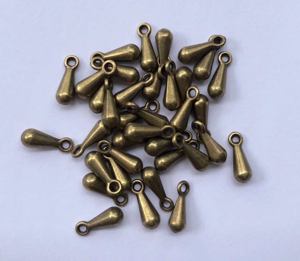 Металлические подвески-капли античная бронза 50 шт.