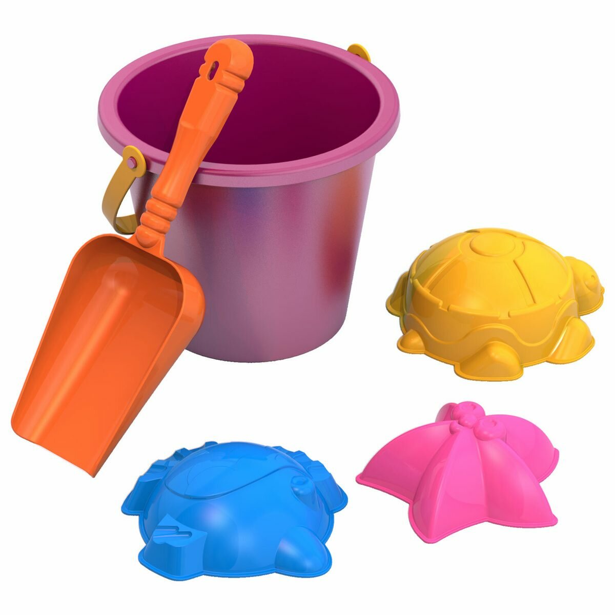 Набор для игр в песке: ведерко, совочек, 3 формочки "Морские", Нордпласт (44)