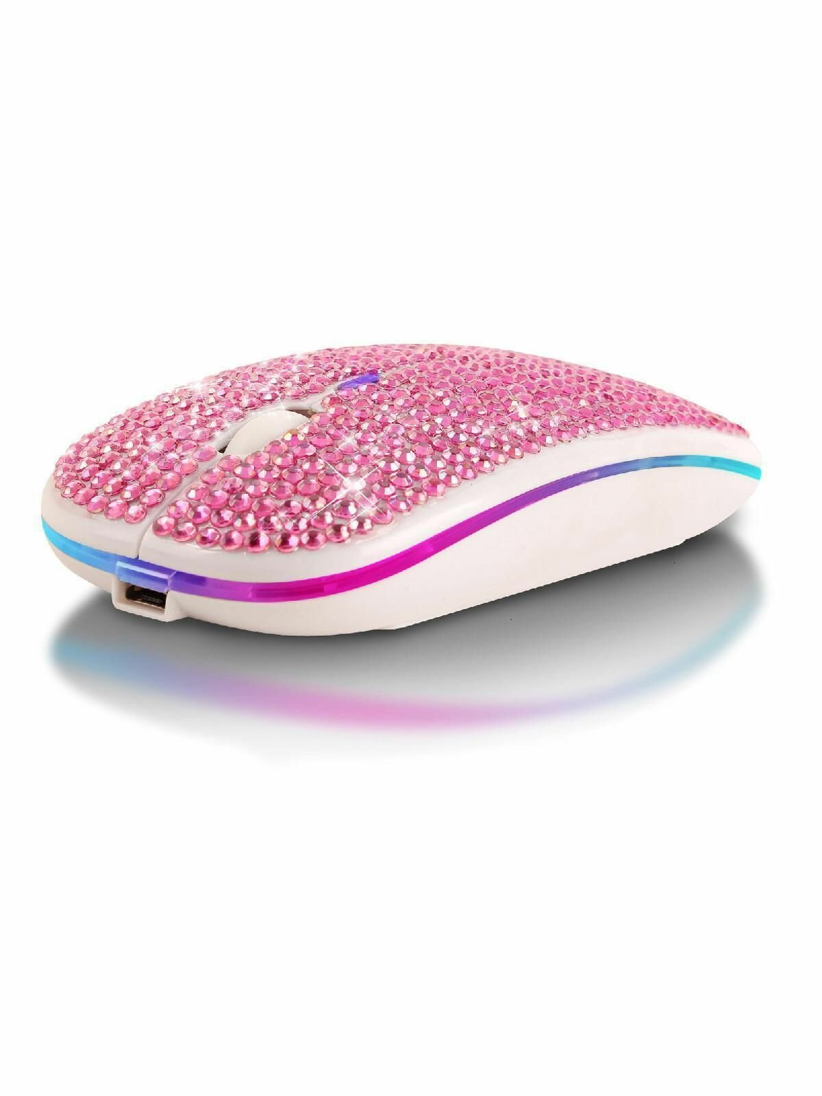 Мышь, Двухрежимная перезаряжаемая беспроводная мышь с бриллиантами-розовый