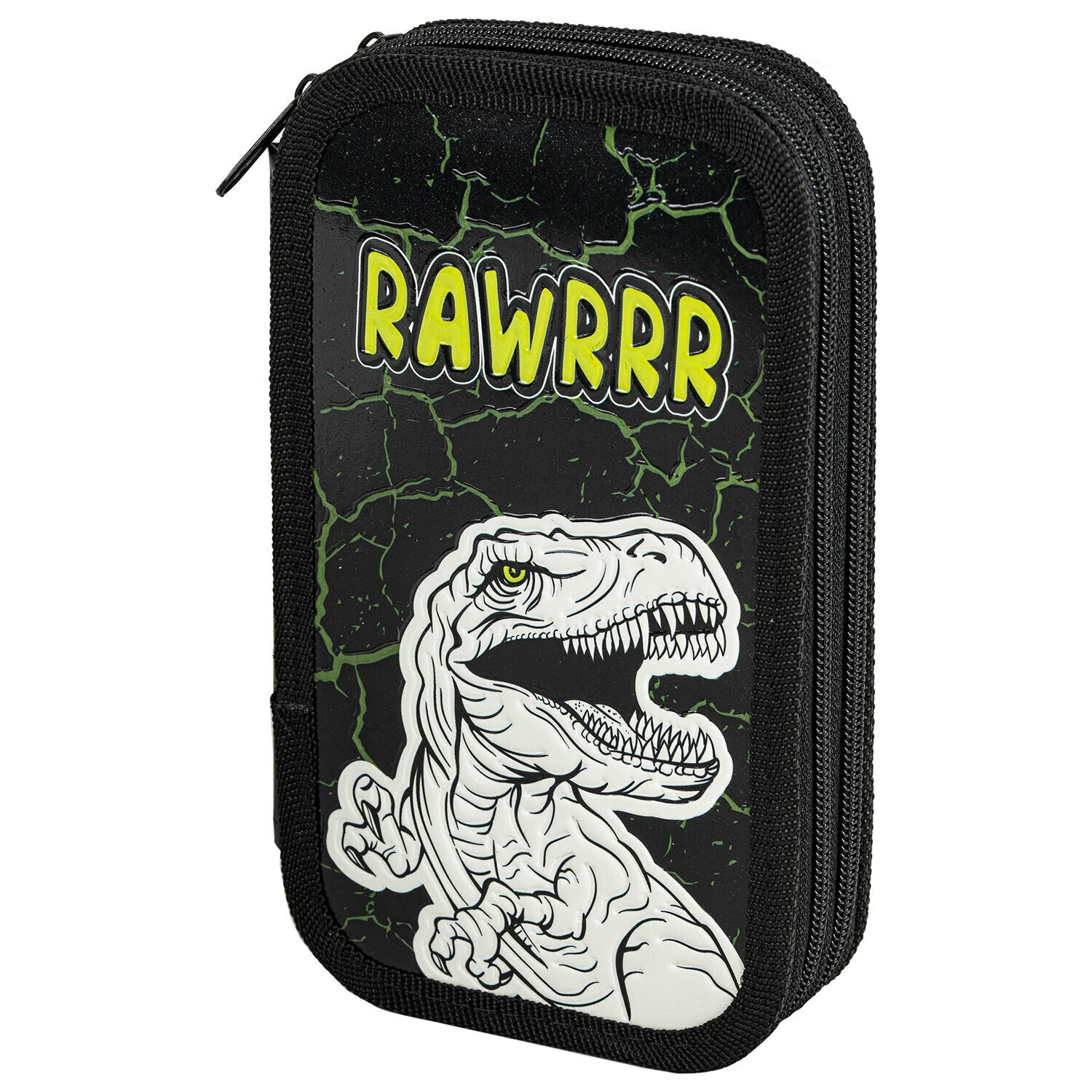 Пенал «RAWR», 2 отделения, ламинированный картон, 19х11 см, Юнландия