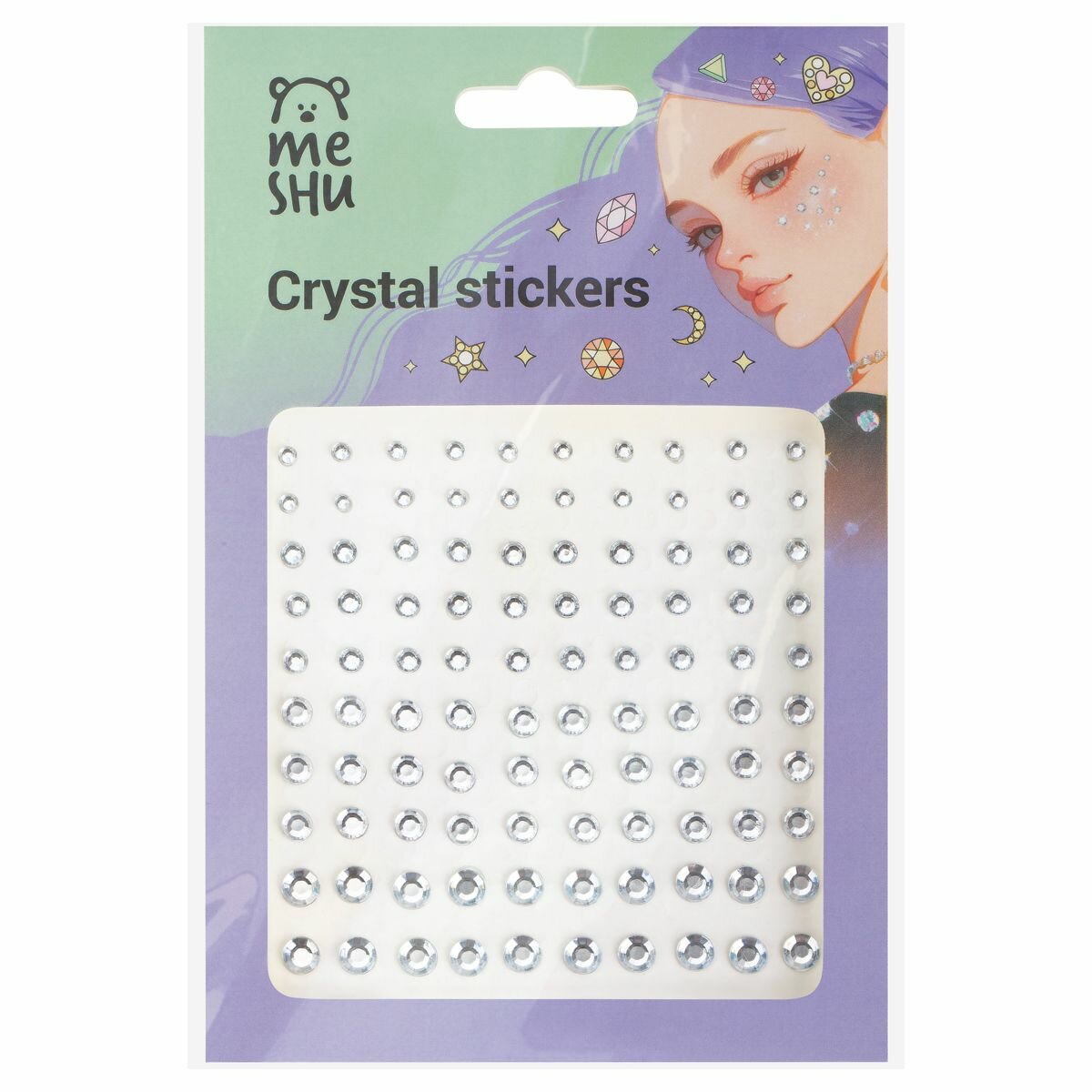 Наклейки акриловые MESHU "Silver rain", 100 наклеек, инд. уп, европодвес (MS_64966), 20 уп.