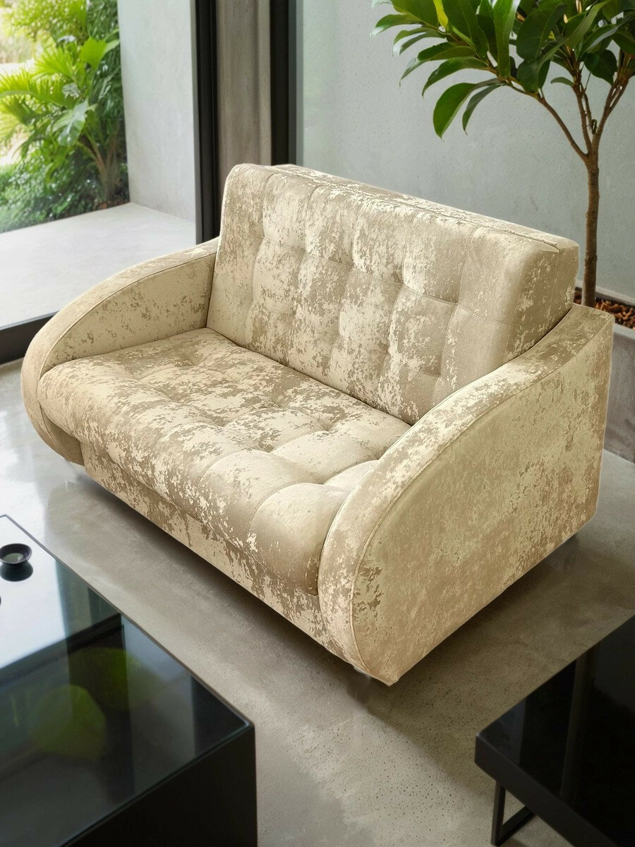 Диван-кровать, механизм Аккордеон, 150х100х92 см, велюр, темно-бежевый