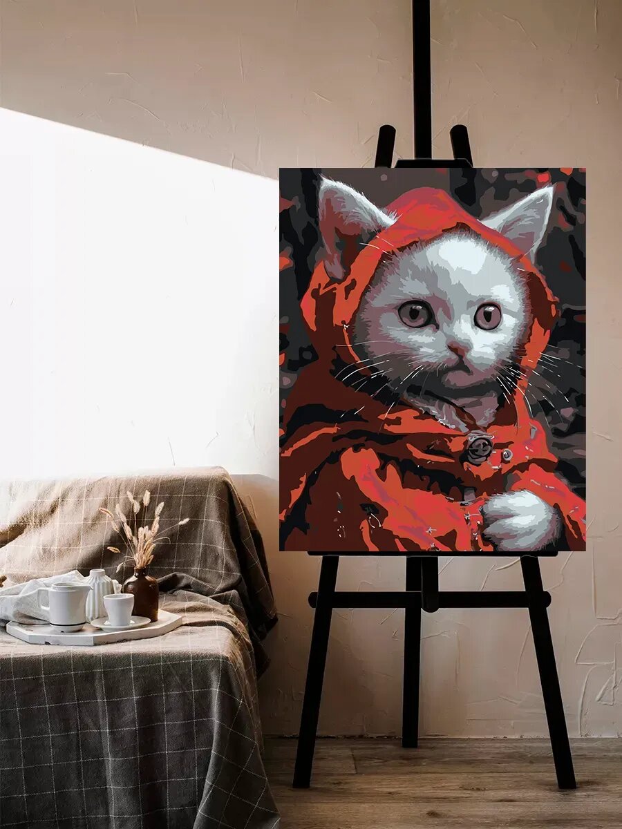 Картина по номерам Белый Кот в Костюме Животное