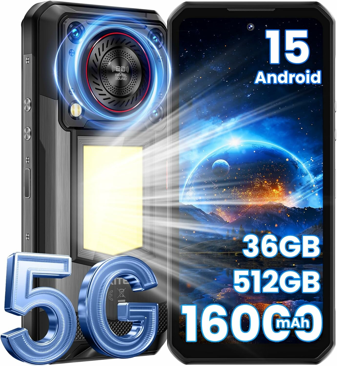 Защищенный смартфон OUKITEL WP56, 16000 мАч/45 Вт, 12 ГБ ОЗУ, 512 ГБ/2 ТБ