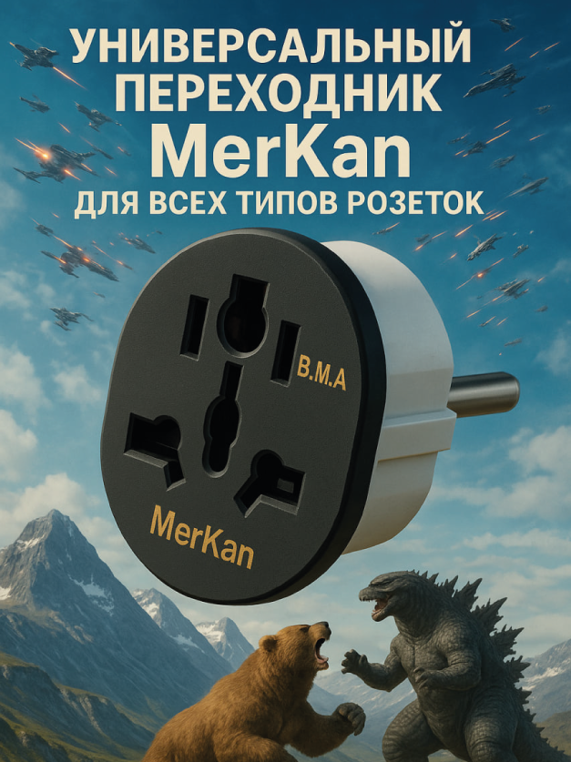 Универсальный сетевой переходник MarKen 16A, 2500 Вт, CH/EU/UK/HK/IN, белый/серый