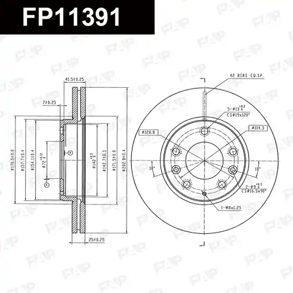 FAP FP11391 диск тормозной Mazda (Мазда) 6 hatchback (gg) atenza (Комплект 2 штуки)