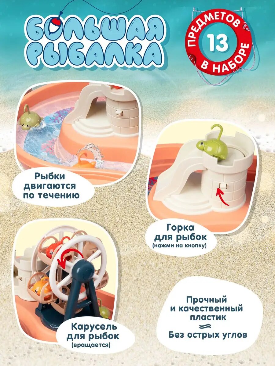 Настольная игра "Большая рыбалка", пластик, на колесиках, для развития моторики — фото 1