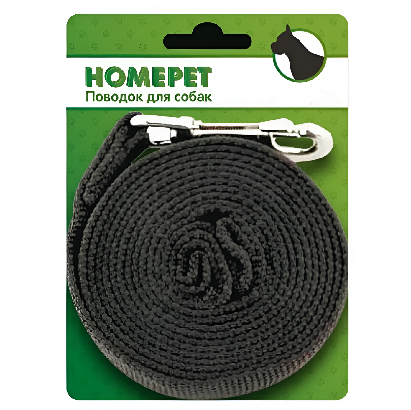 Поводок Homepet, брезентовый, 25мм x 5м, с карабином, чёрный