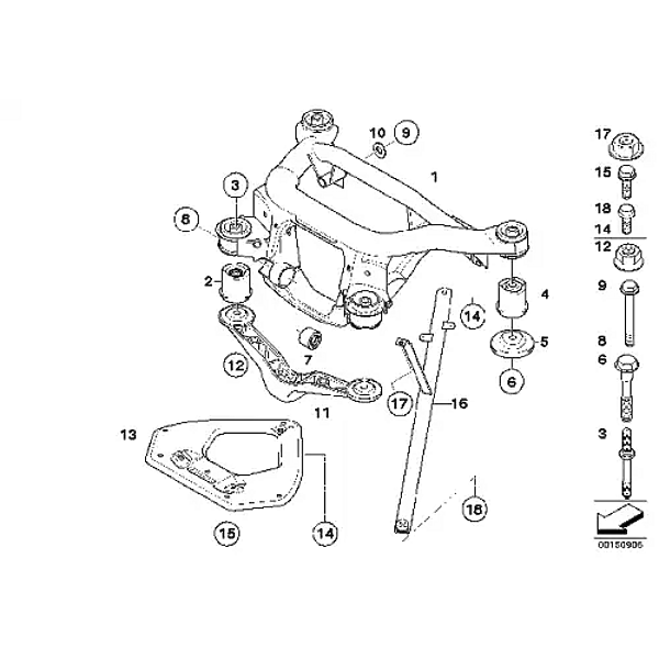 BMW 33 31 2 283 419 (33312283419) 33312283419 резиновая подушка зд \BMW (БМВ) 3 e46, z4 e85, e86