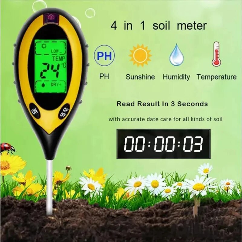 Измеритель pH почвы 4 в 1