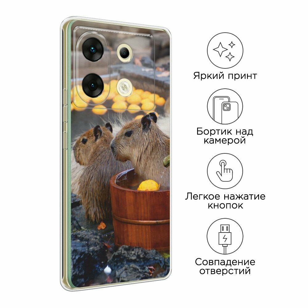 Чехол на Infinix Zero 30 5G / Инфиникс Зеро 30 5G с принтом "Капибары отмокают" — фото 1