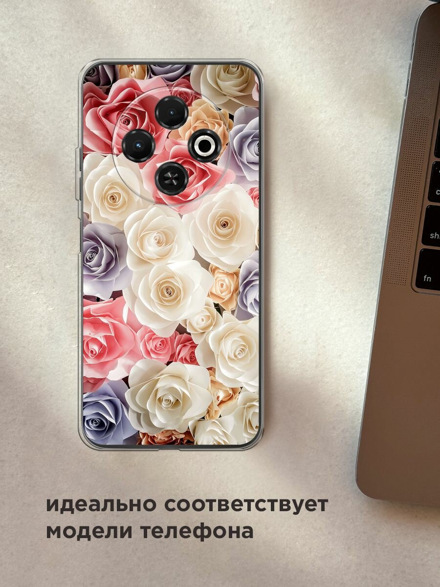 Чехол на Tecno Spark 30C / Текно Спарк 30C с принтом "Пастельные розы" — фото 1