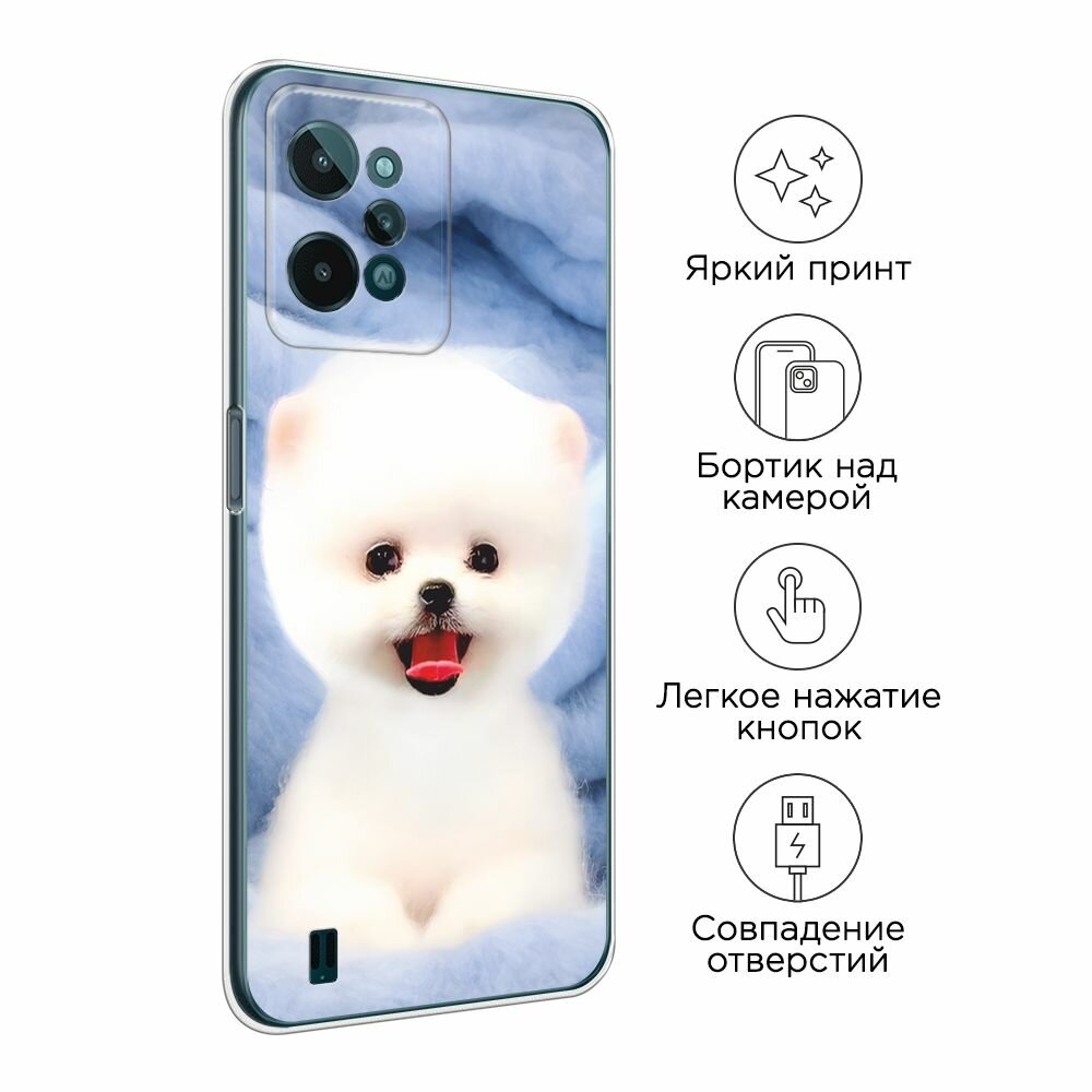 Силиконовый чехол на Realme C31 / Реалми C31 с принтом Белый пёсик — фото 1