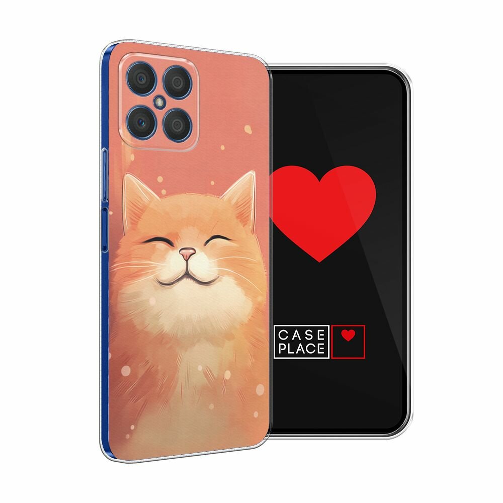 Чехол на Honor X8 / Хуавей X8 с принтом "Довольный рыжий котик" — фото 1