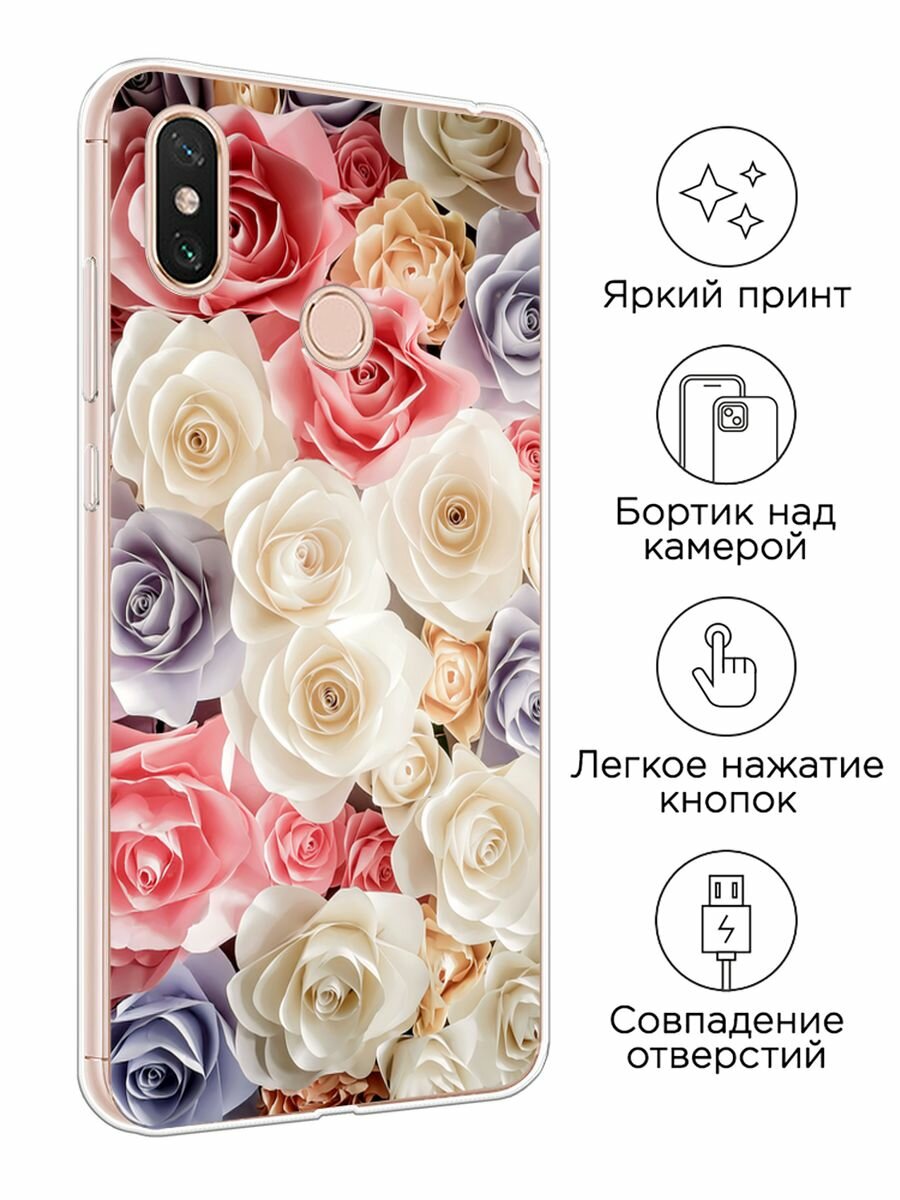 Чехол на Xiaomi Mi Max 3 / Сяоми Ми Макс 3 с принтом "Пастельные розы" — фото 1