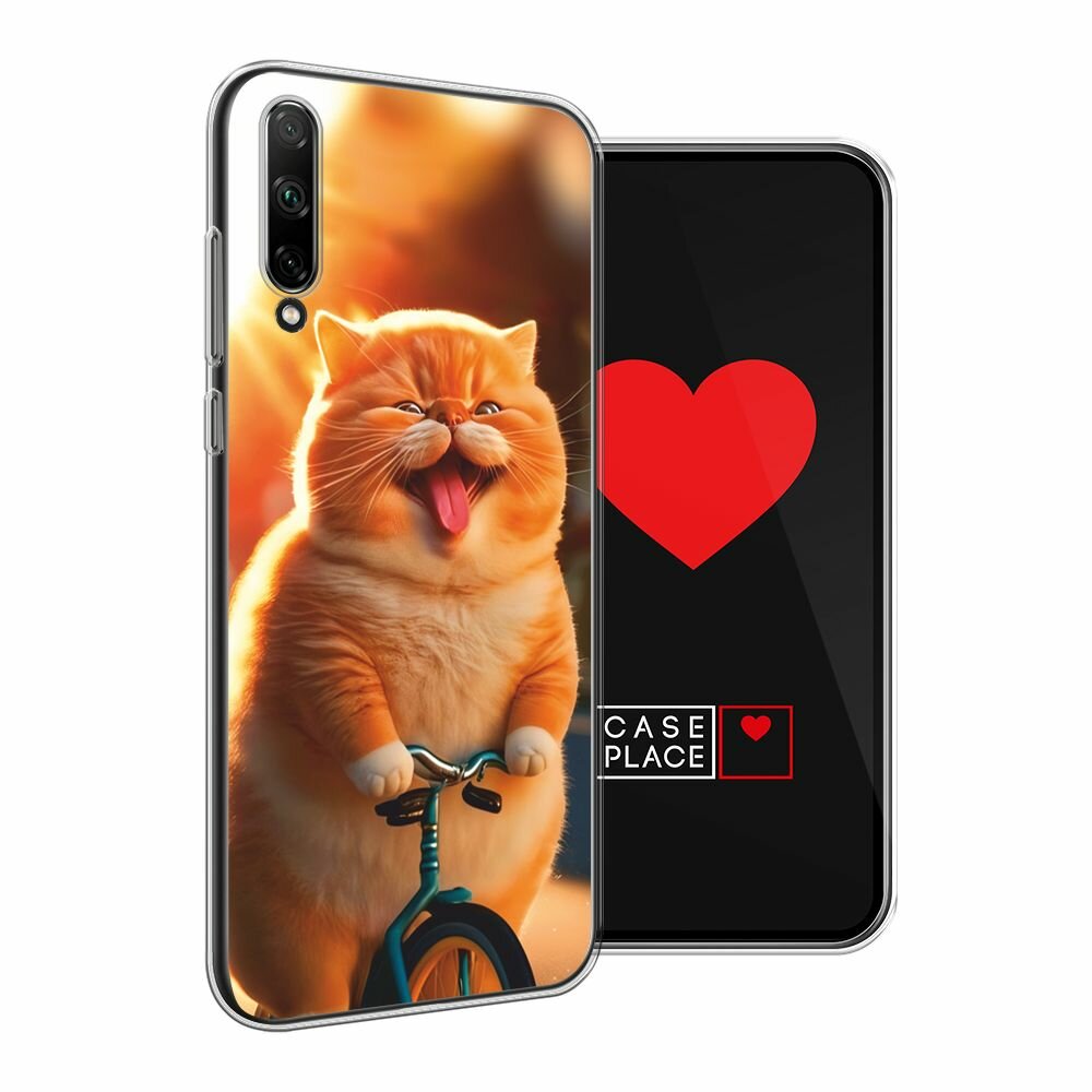 Силиконовый чехол на Honor 30i / Хонор 30i с принтом "Кот на велике" — фото 1