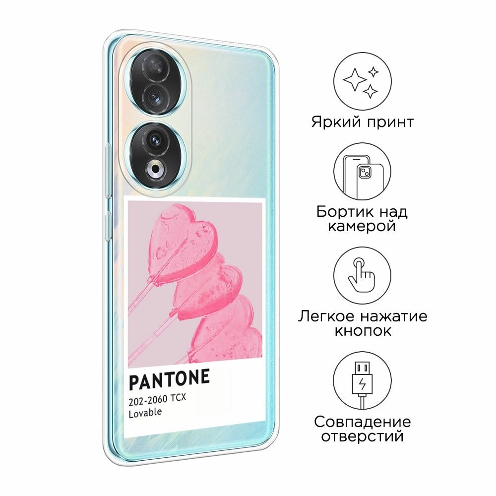 Чехол на Honor 90 / Хонор 90 с принтом "Pantone Lovable 2 - 14 февраля", прозрачный — фото 1