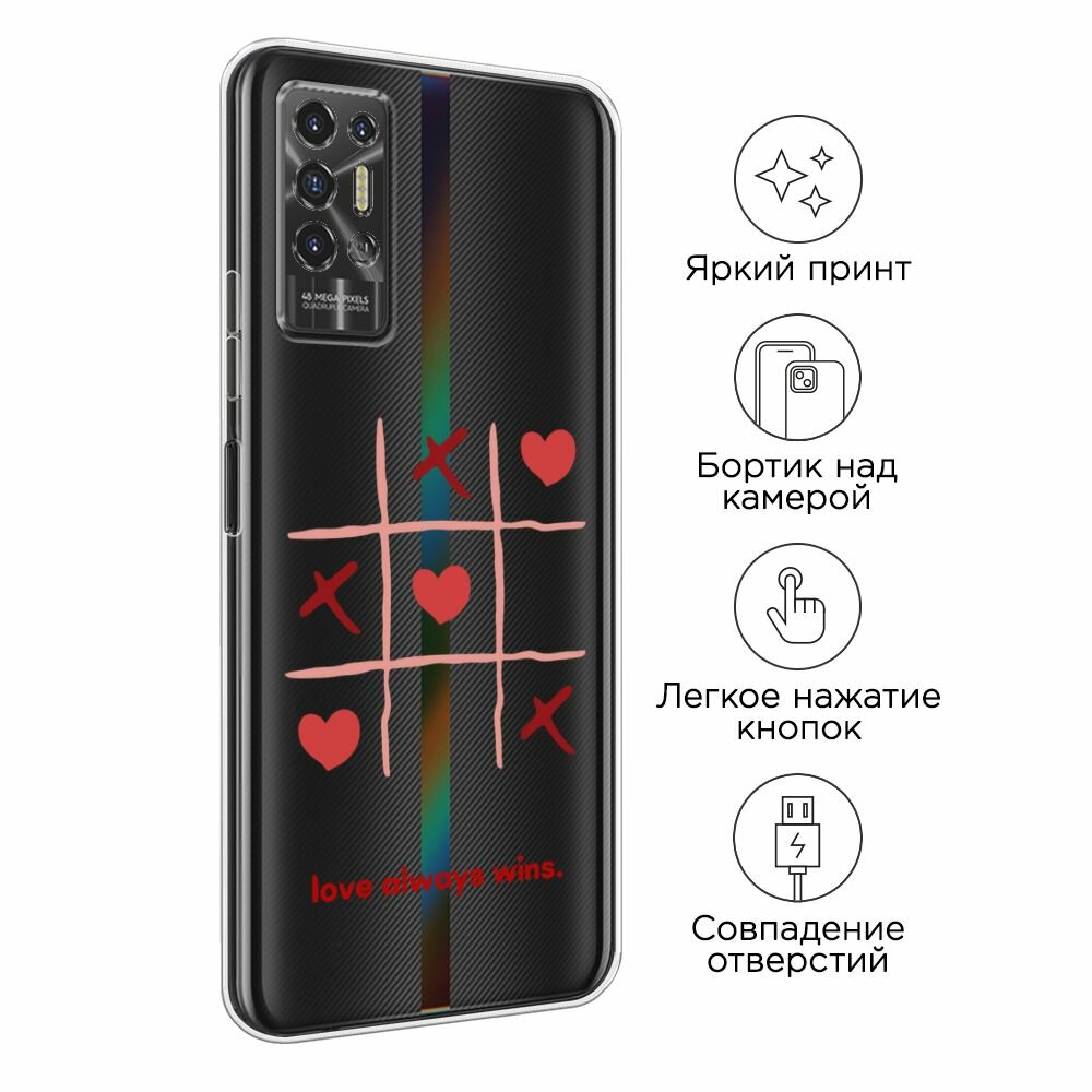 Чехол на Tecno Pova 2 / Текно Пова 2 с принтом "love always wins - 14 февраля", прозрачный — фото 1