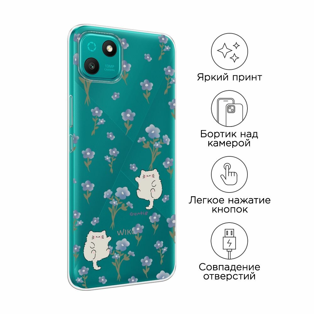 Чехол на Wiko T10 / Вико Т10 с принтом "Gentle cats", прозрачный — фото 1