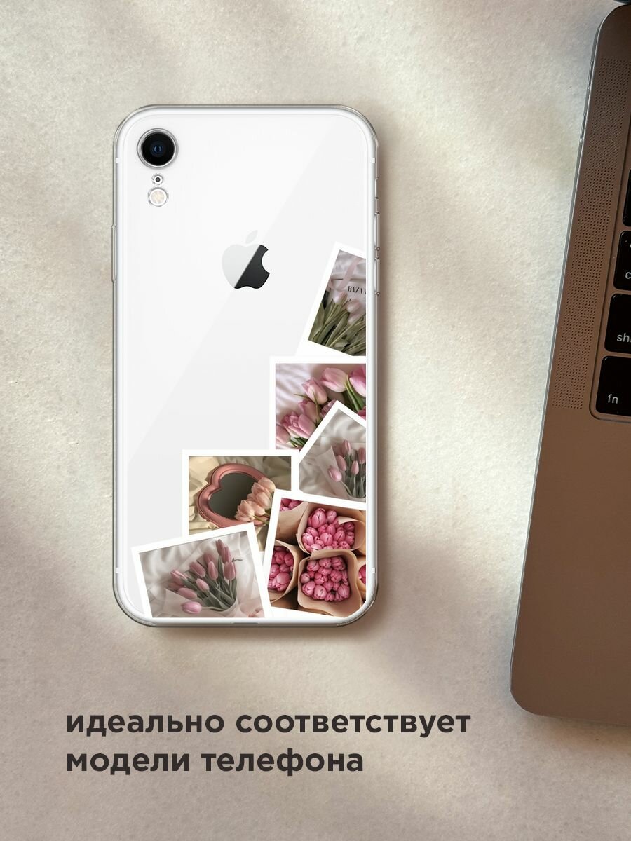 Чехол на Apple iPhone XR / Айфон XR с принтом "Весенние фото - 8 марта", прозрачный — фото 1