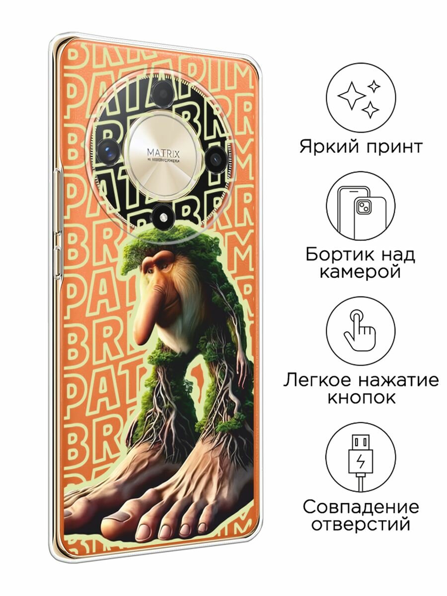 Чехол на Honor X9b / Хонор X9B с принтом "Брр брр патапим 2", прозрачный — фото 1
