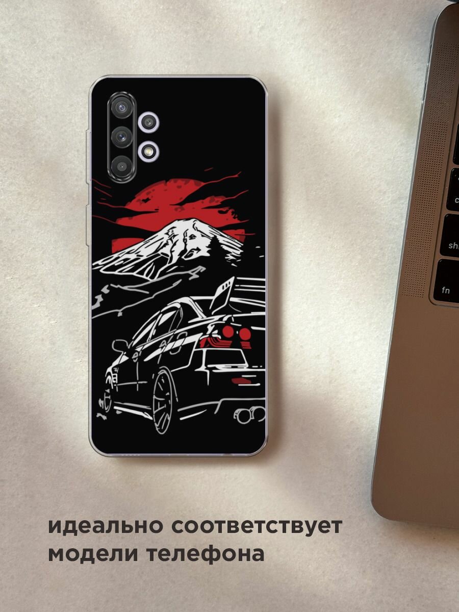 Чехол на Samsung Galaxy A32 / Самсунг Галакси А32 с принтом "Машина в горах JDM" — фото 1