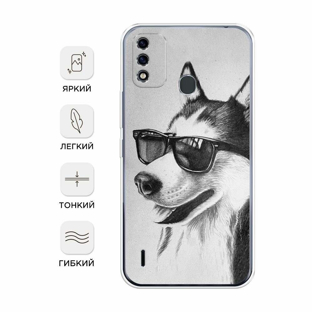 Силиконовый чехол на Itel A48 / Ител А48 с принтом "Крутой Хаске" — фото 1