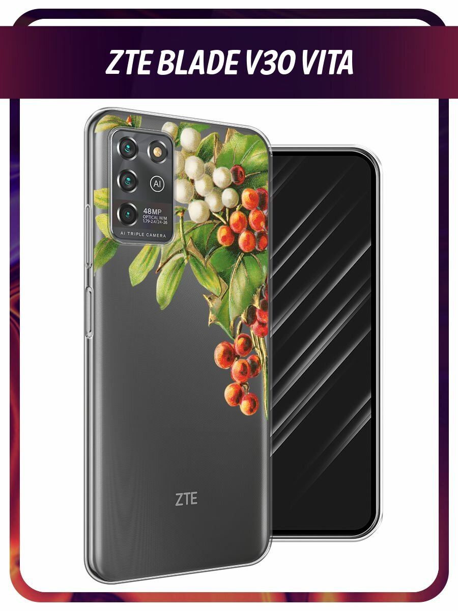 Чехол на ZTE Blade V30 Vita / ЗТЕ Блейд V30 Вита с принтом Омела, прозрачный