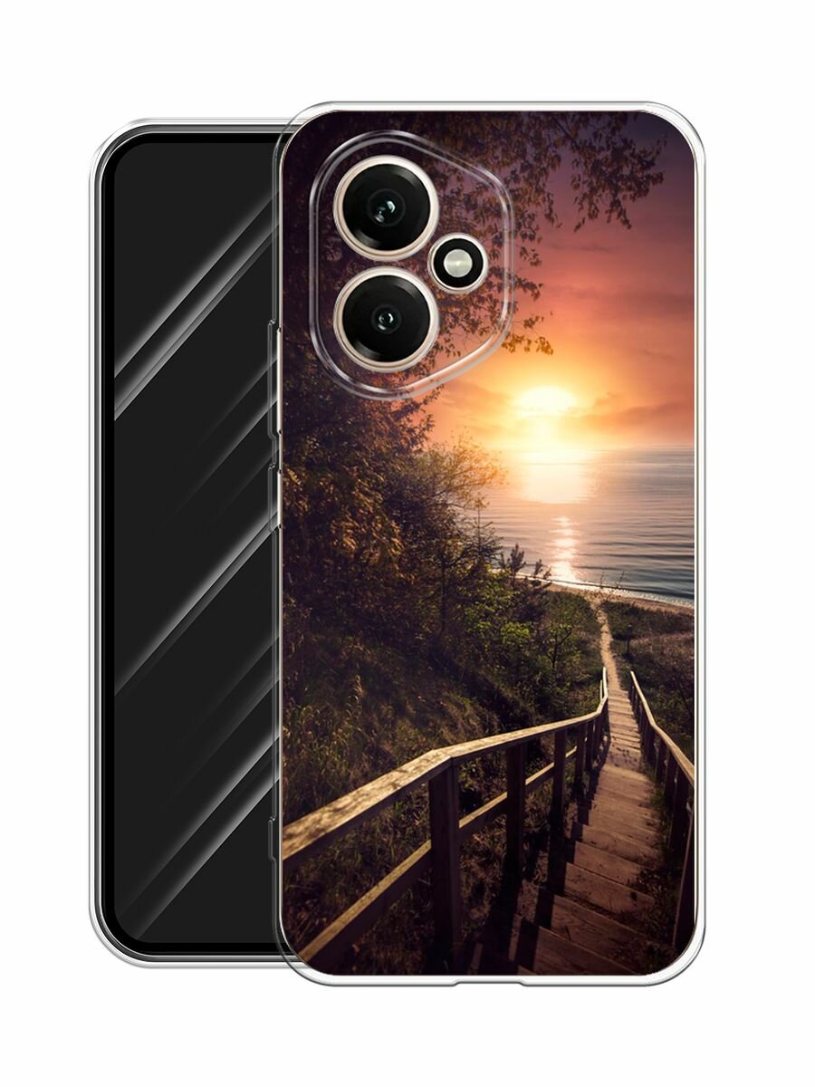 Силиконовый чехол на Honor 400 / Хонор 400 с принтом "Мост у воды" — фото 1