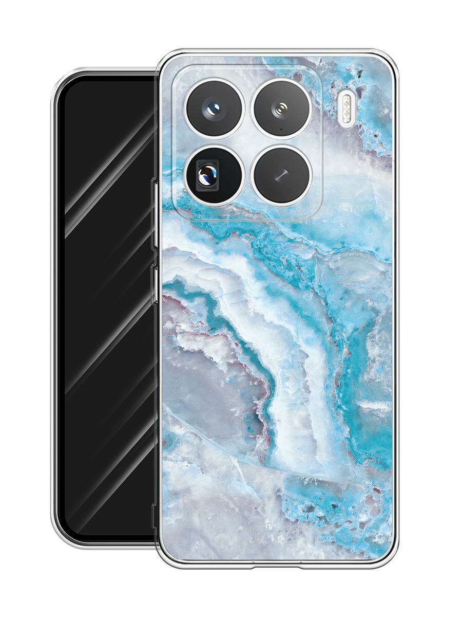 Чехол на Xiaomi 15 Pro / Сяоми 15 Про с принтом "Нежно-голубой мрамор" — фото 1