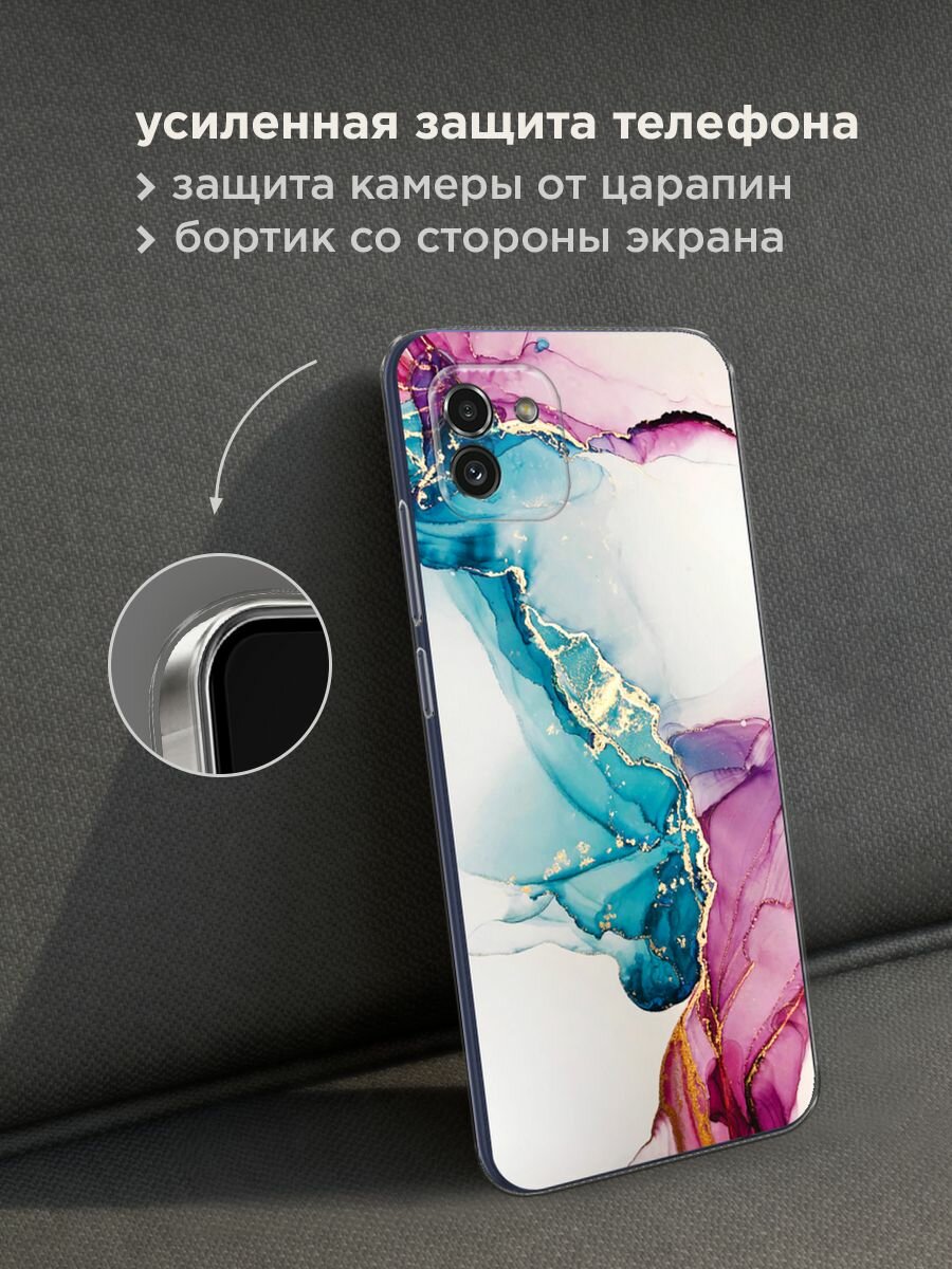 Чехол на Samsung Galaxy A03 / Самсунг Галакси А03 с принтом "Розовые разводы рисунок" — фото 1