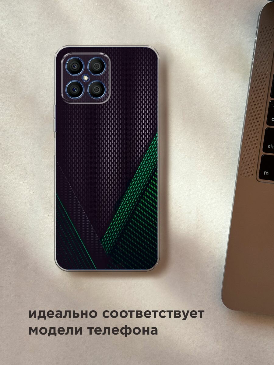 Силиконовый чехол на Honor X8 / Хуавей X8 с принтом "Зеленый карбон" — фото 1