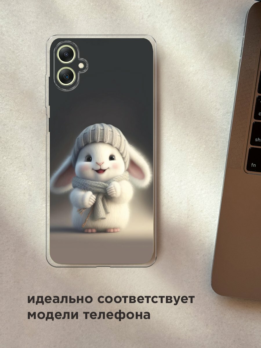 Чехол на Samsung Galaxy A06 / Самсунг Галакси А06 с принтом "Белый крольчонок в шапке" — фото 1