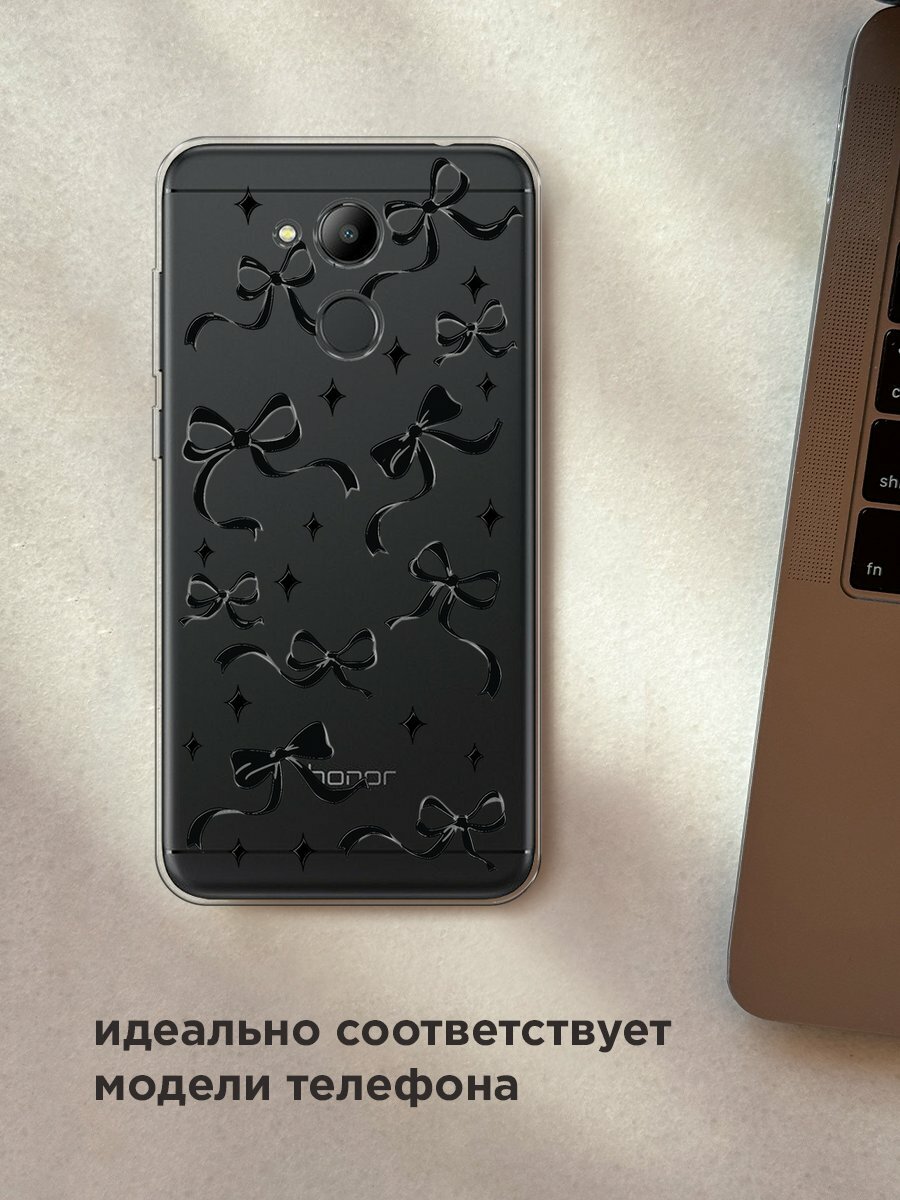 Чехол на Honor 6C Pro / Хонор 6С Про с принтом "Милые чёрные бантики 4" — фото 1