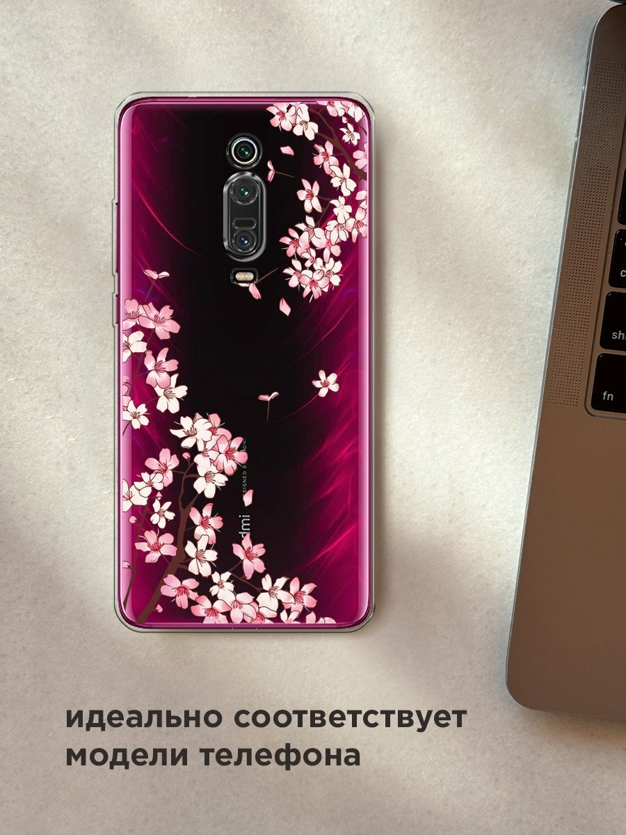 Чехол на Xiaomi Redmi K20/K20 Pro/Mi 9T/9T Pro / Сяоми Редми К20/K20 Pro/Mi 9T с принтом "Ветви сакуры 1", прозрачный — фото 1