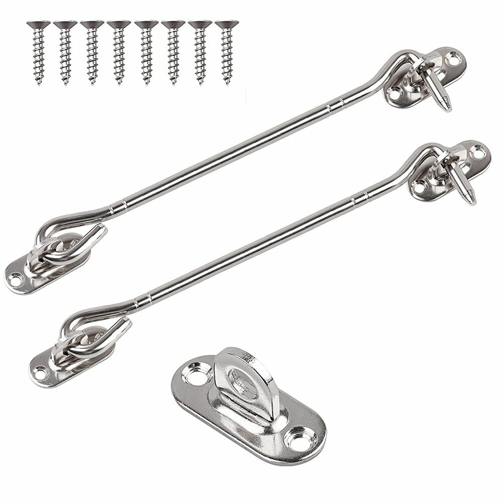 2 шт. Крюк для кабины из нержавеющей стали и защелка с проушиной (8 дюймов) винтами-сверхмощная дверная жалюзи