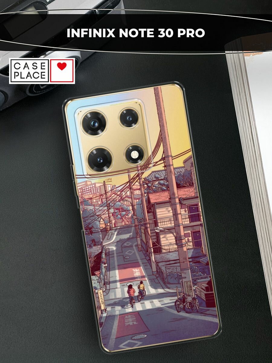 Чехол на Infinix Note 30 Pro / Инфиникс Нот 30 Про с принтом "Закат на японской улице", прозрачный