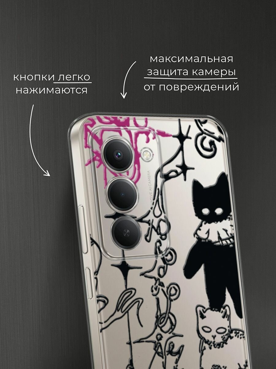 Чехол на Xiaomi Redmi 15 / Сяоми Редми 15 с принтом "Готические котики" — фото 1