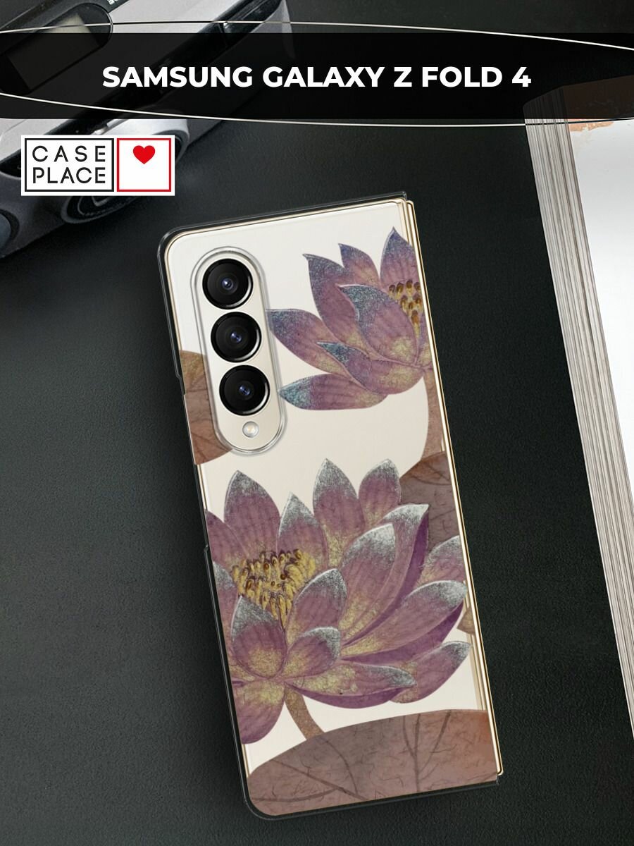Чехол на Samsung Galaxy Z Fold 4 / Самсунг Галакси Зет Фолд 4 с принтом "Темные лотосы"