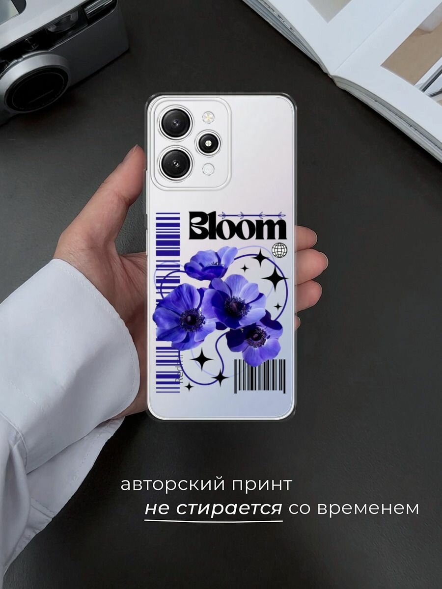 Чехол на Xiaomi Redmi 12 / Сяоми Редми 12 с принтом "Завораживающие анемоны", прозрачный — фото 1