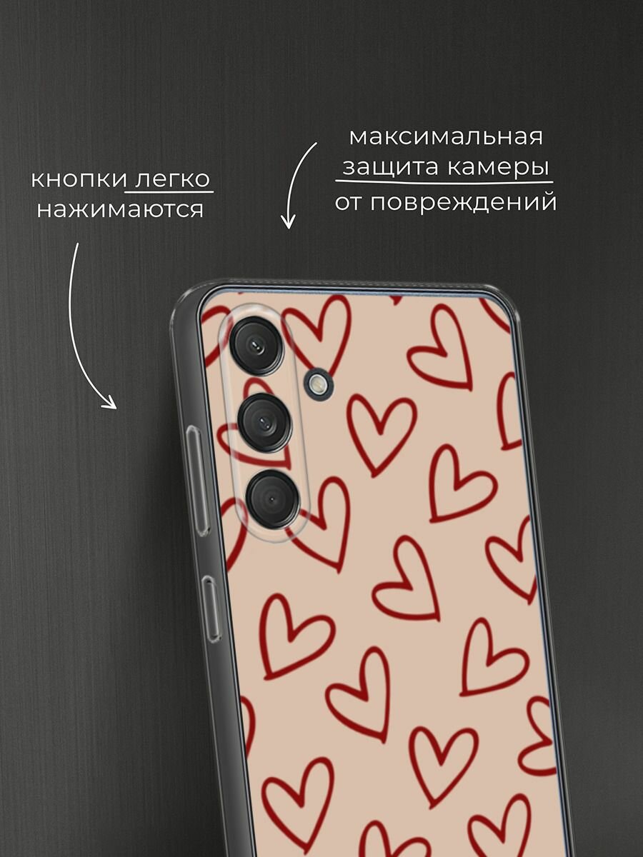 Чехол на Samsung Galaxy M55 / Самсунг M55 с принтом "Little hearts doodles 1 - 14 февраля" — фото 1