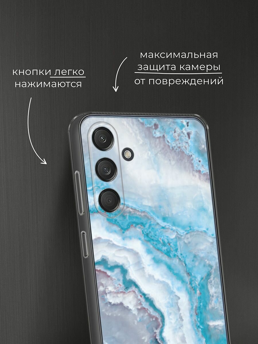 Чехол на Samsung Galaxy M55 / Самсунг M55 с принтом "Нежно-голубой мрамор" — фото 1