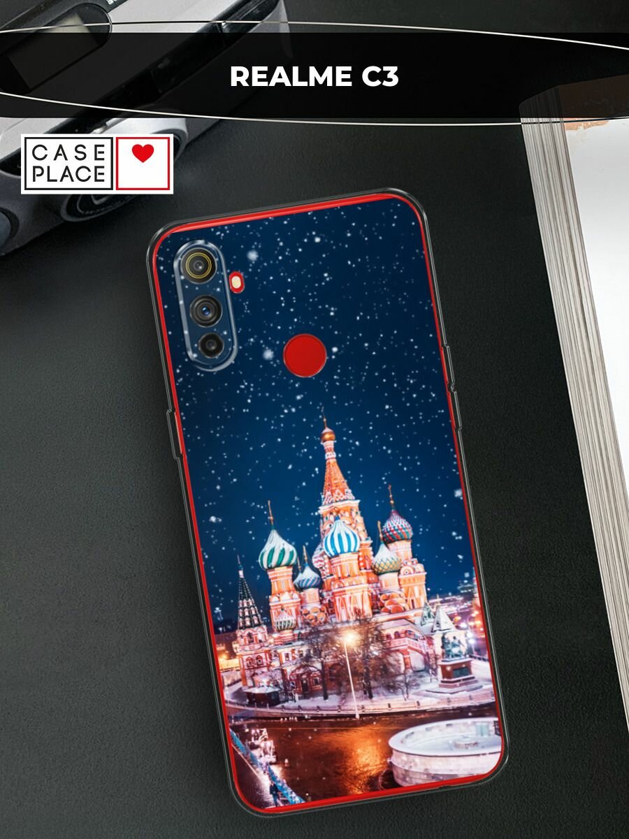 Силиконовый чехол на Realme C3 / Реалми C3 с принтом "Москва 1"