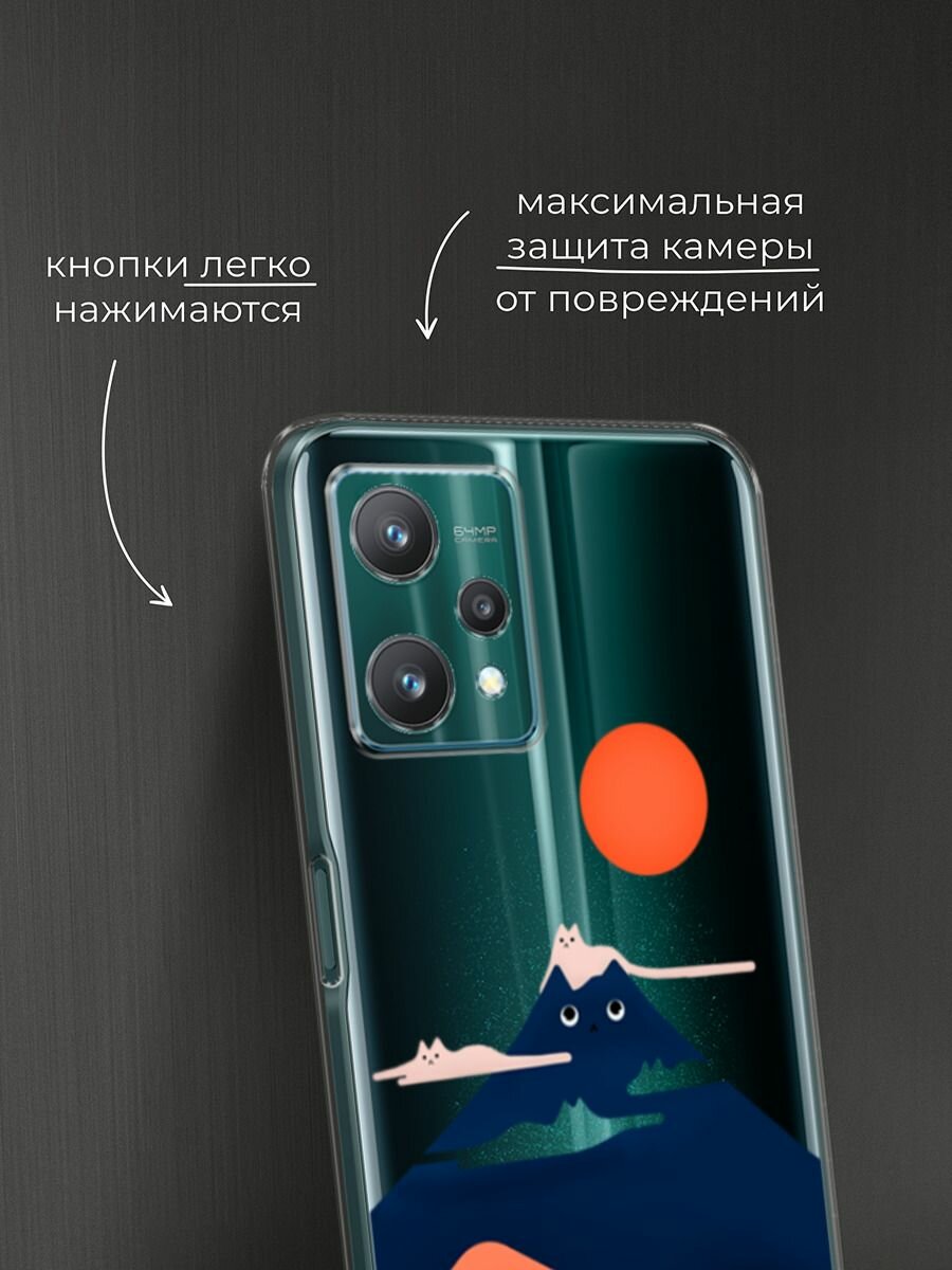 Чехол на Realme 9 5G / Реалми 9 5G с принтом "Кот-гора", прозрачный — фото 1