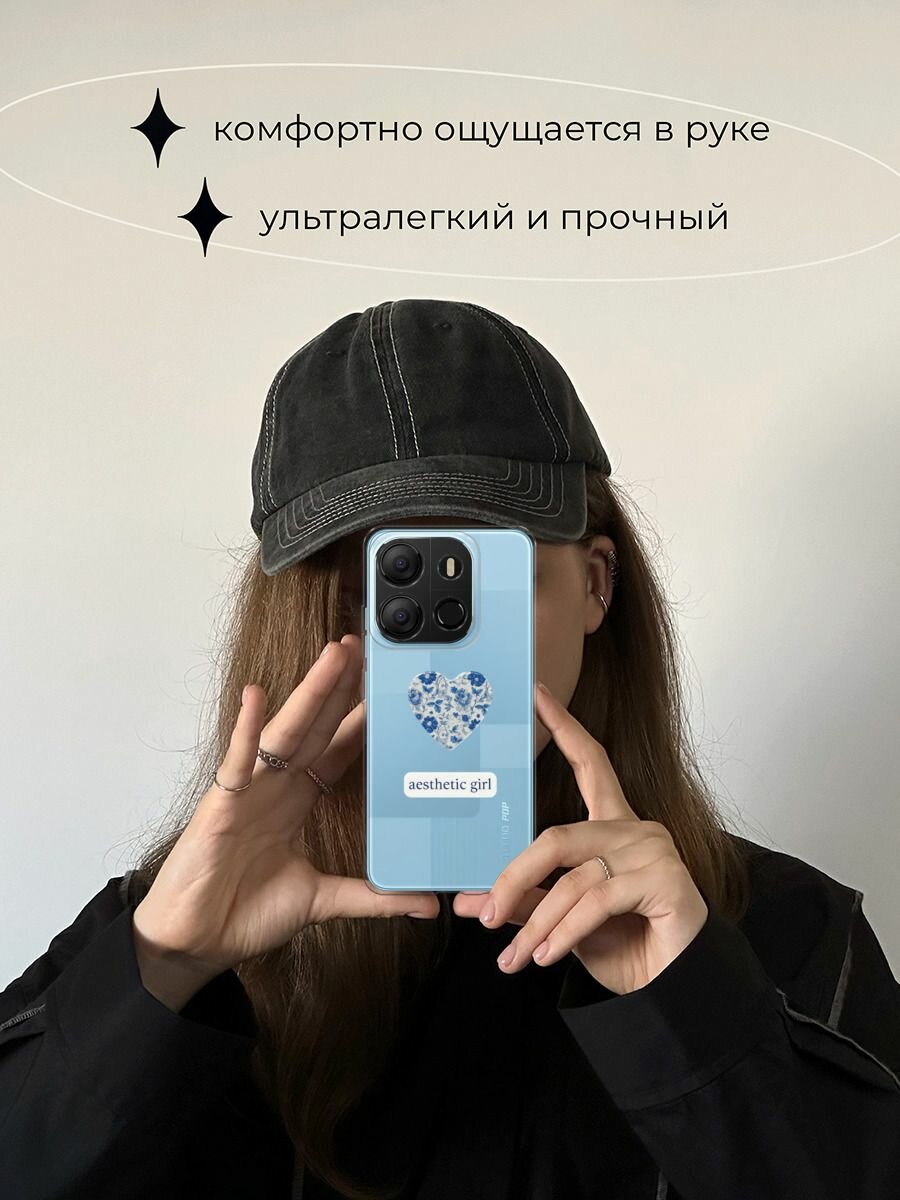 Чехол на Tecno Pop 7 / Текно Поп 7 с принтом "Aesthetic girl" — фото 1