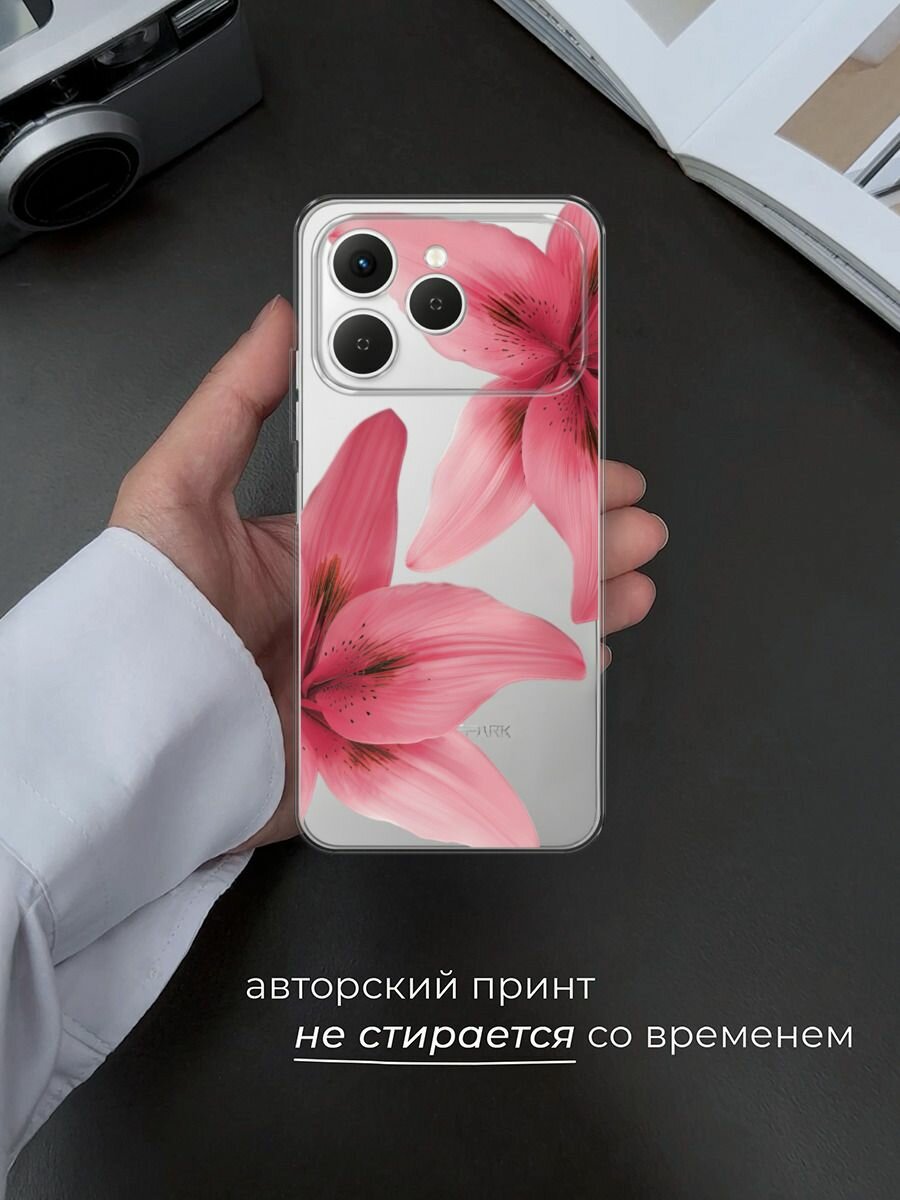 Чехол на Tecno Spark 40 / Текно Спарк 40 с принтом "Pink flower" — фото 1