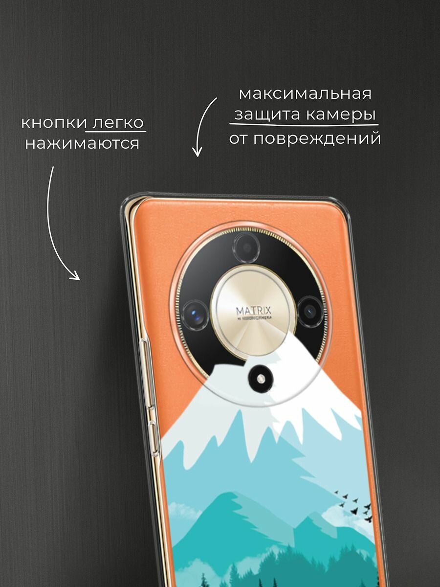 Чехол на Honor X9b / Хонор X9B с принтом "Синяя снежная гора", прозрачный — фото 1